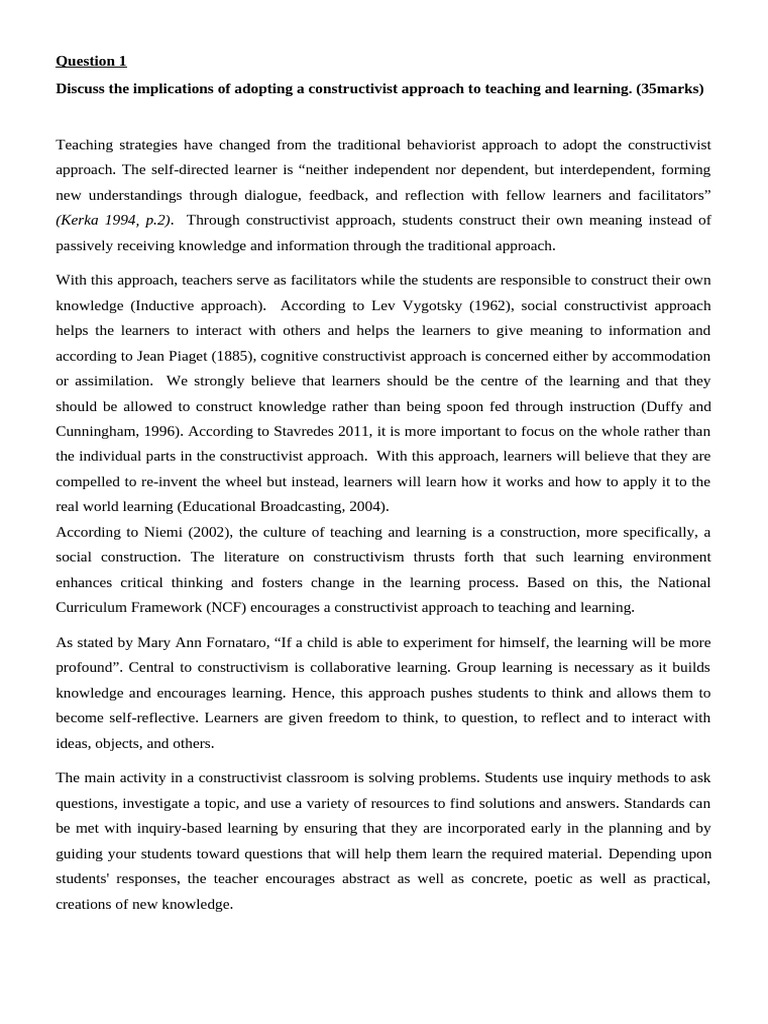 Principles of Teaching and Learning Group Assignment | PDF ...