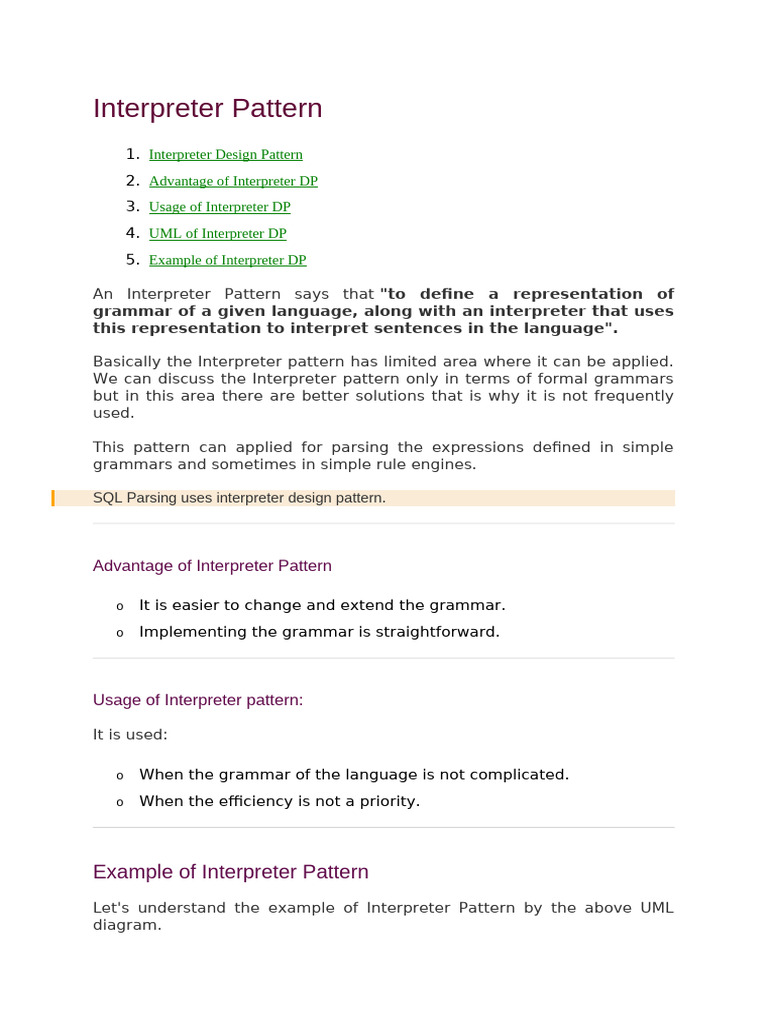 Interpretor PPattern 1 | PDF