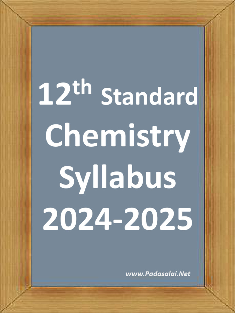 12th Standard Chemistry Syllabus 2024 2025 English Medium PDF Download ...