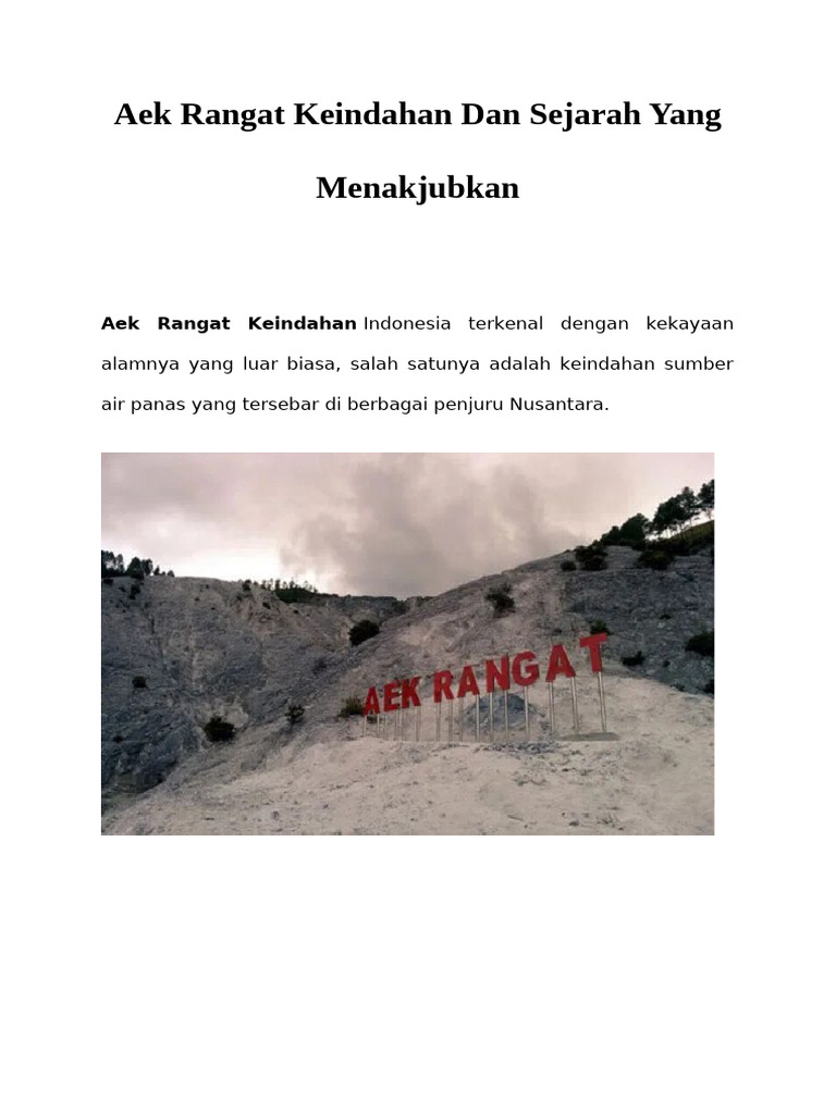 Aek Rangat Keindahan Dan Sejarah Yang Menakjubkan | PDF