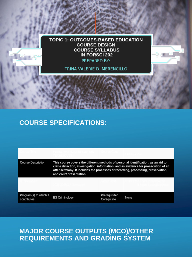 Lesson 1.1 Course Overview | PDF | Fingerprint | Lecture