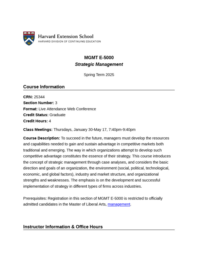 Strategic Management Course Overview | PDF | Strategic Management ...
