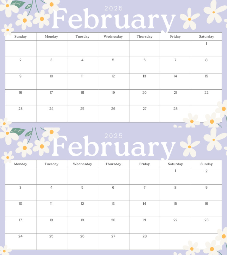 Lilac Daisy Planner 2025 February Monthly Calendar - 20250306 - 221523 ...