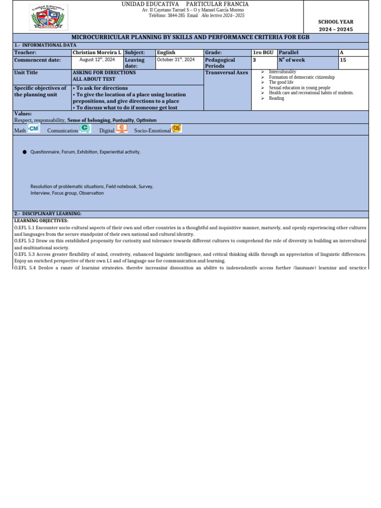 formato-de-planificación-microcurricular-2do trimestre-1ro BGU | PDF | Communication | Liberal ...