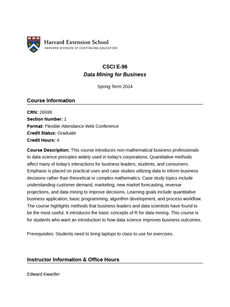 CSCI 96: Course Syllabus | PDF | Machine Learning | Data Science