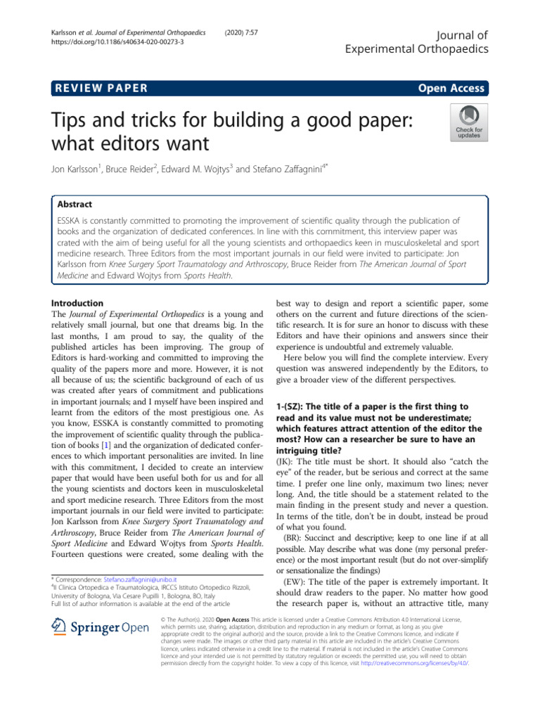 Tips For Building A Good Paper | PDF | Randomized Controlled Trial ...
