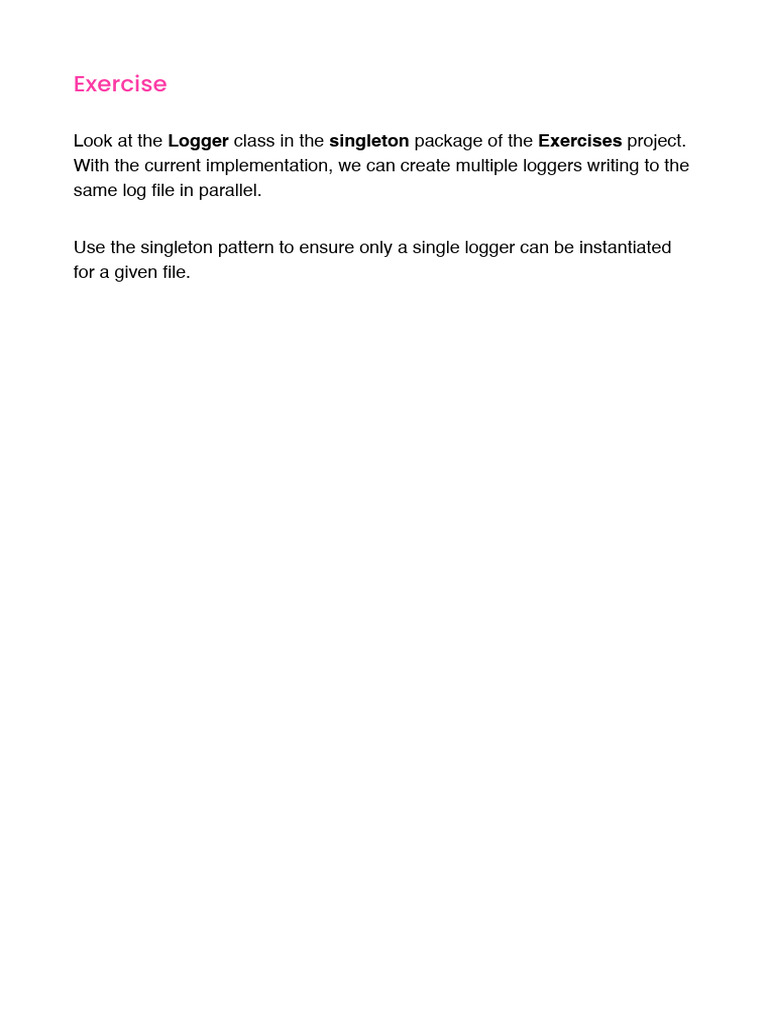 Singleton Logger Implementation Exercise | PDF