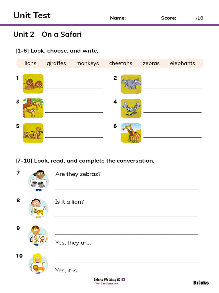 Bricks Writing 50_L3_Unit Test_Unit 2 | PDF