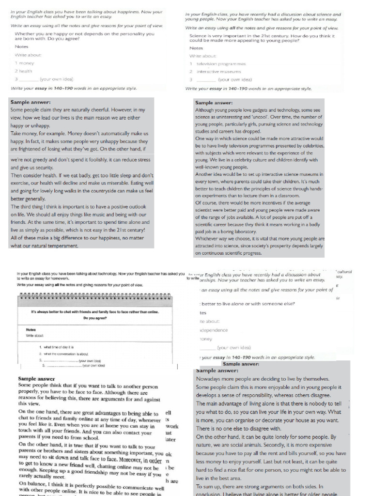 FCE Writing Sample Answers Essay | PDF