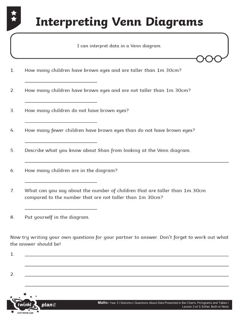 WS - Interpreting Venn Diagrams - Level 2 | PDF
