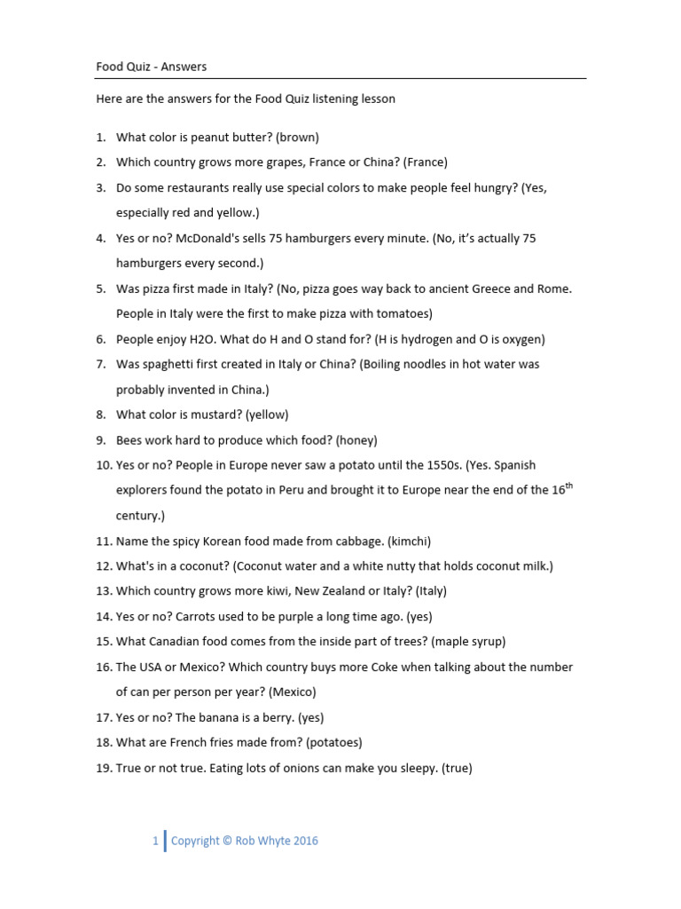food-quiz-answers | PDF