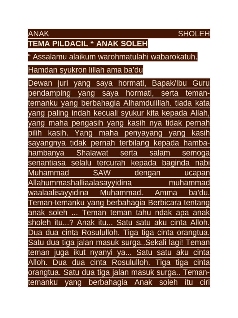 ANAK SHOLEH Zidan | PDF