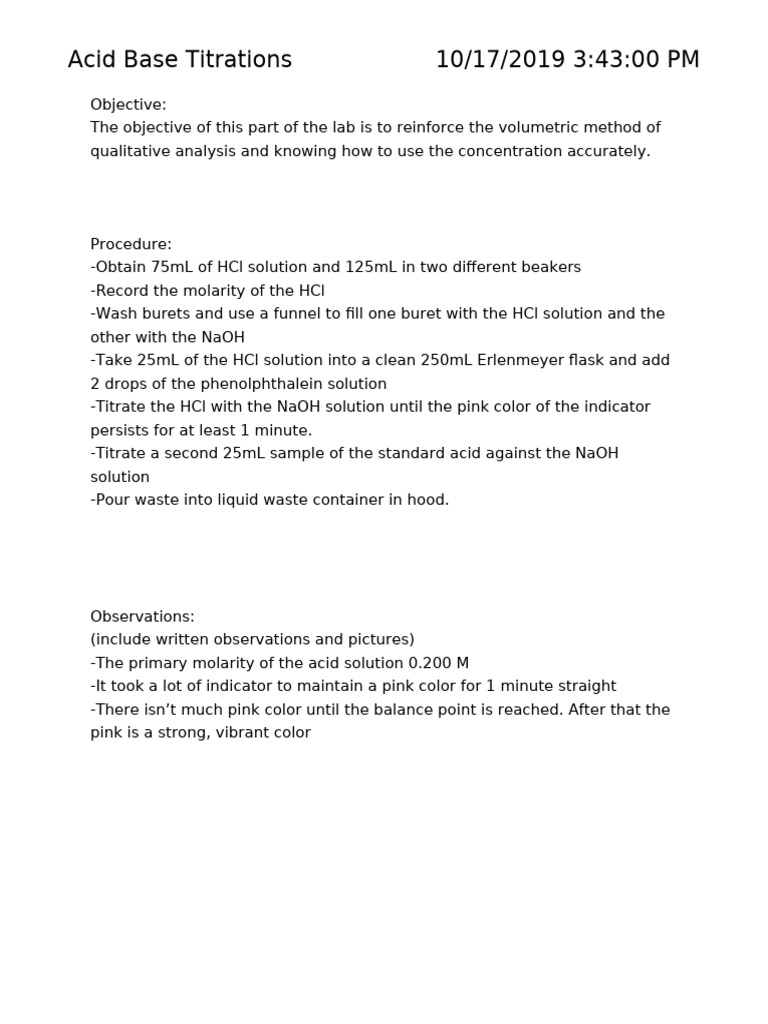 Notebook_Exp5_Acid_Base_Titrations | PDF | Titration | Chemistry