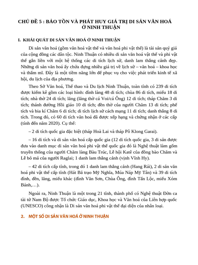 CHỦ ĐỀ 5 GDDP lop 9 Ninh Thuan | PDF