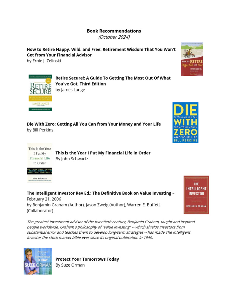 Book Recommendations - Updated 10-21-2024 | PDF