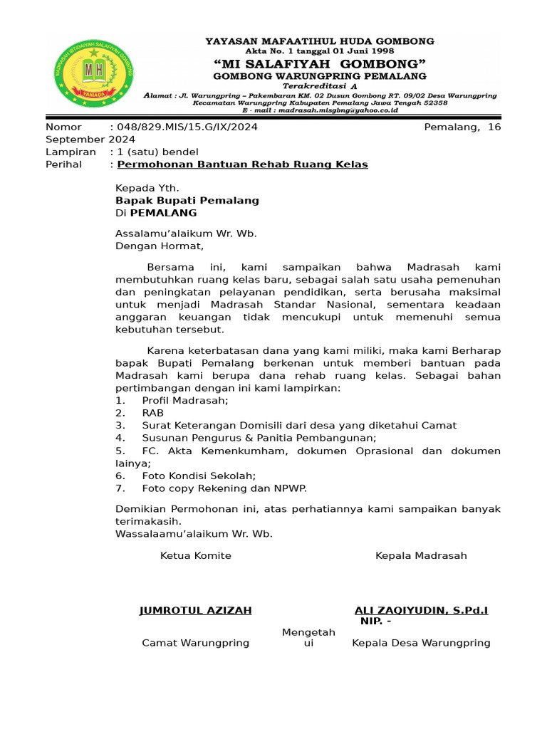 Surat Permohonan Proposal | PDF