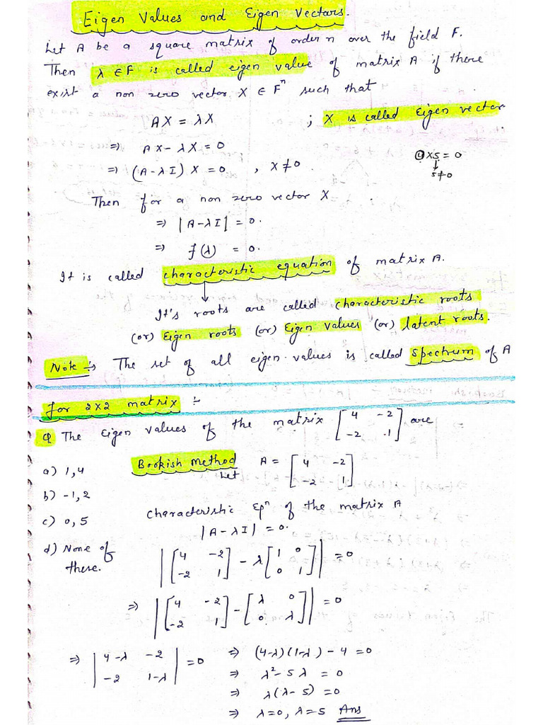 Eigen Values and Eigen Vectors | PDF