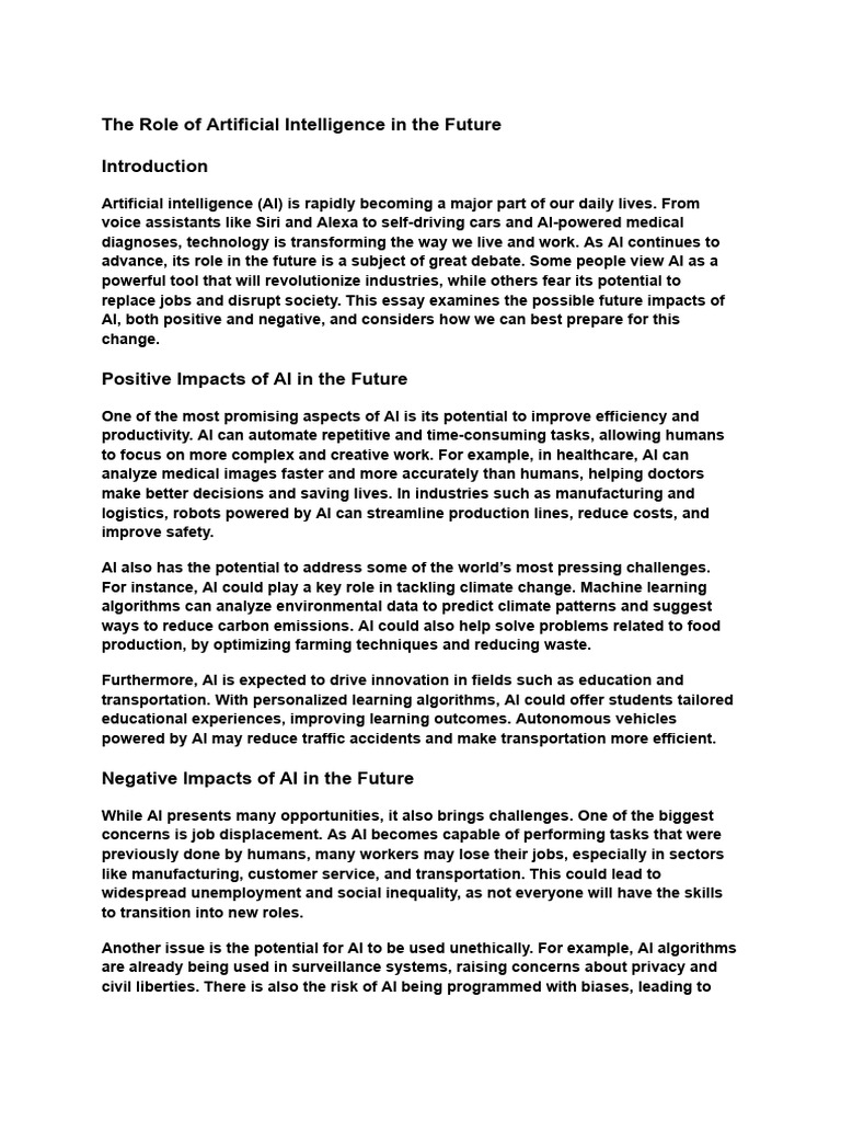 Future Impacts Of Artificial Intelligence Pdf Artificial