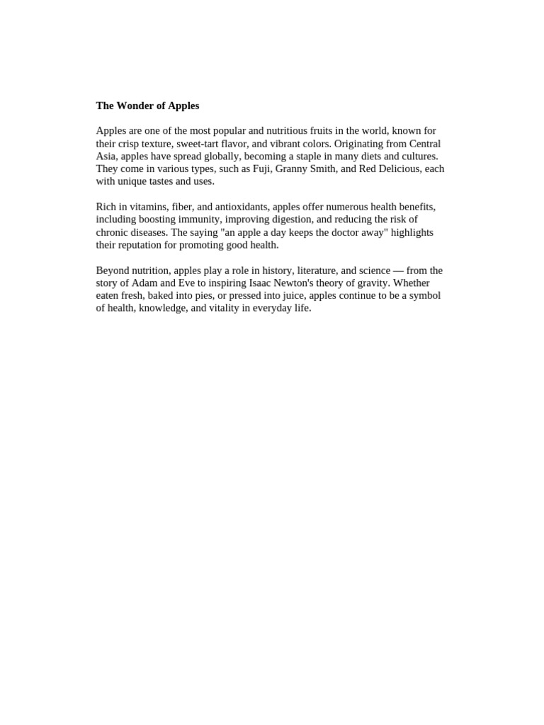 Apples Essay 4th Grade | PDF