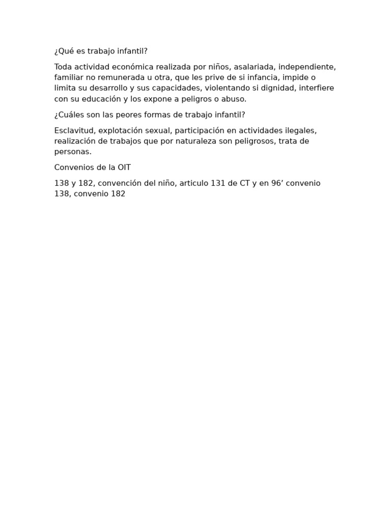 Qué Es Trabajo Infantil | PDF