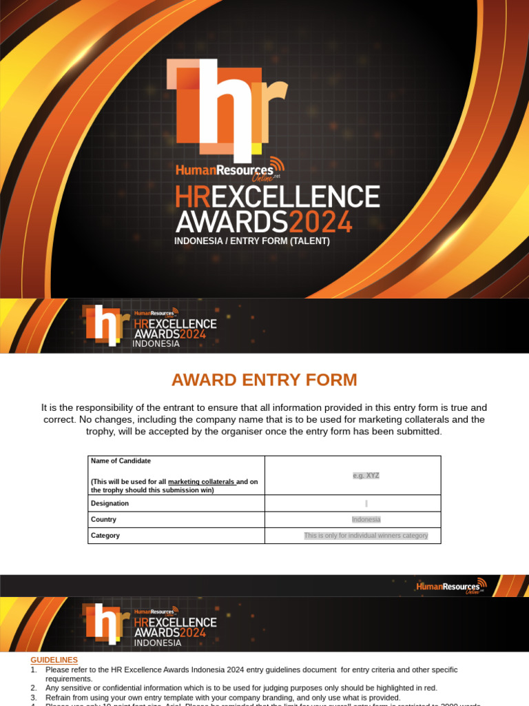 Indonesia HR Excellence Awards Entry Form | PDF | Chart