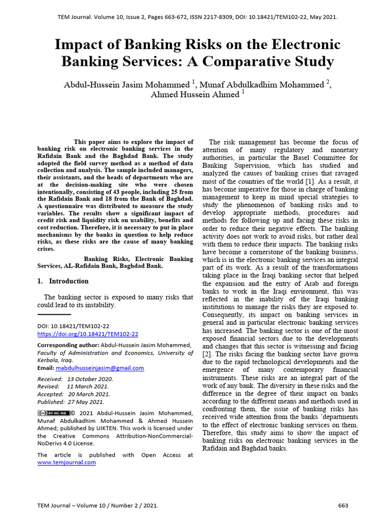TEMJournalMay2021 663 672 | PDF | Financial Risk | Banks