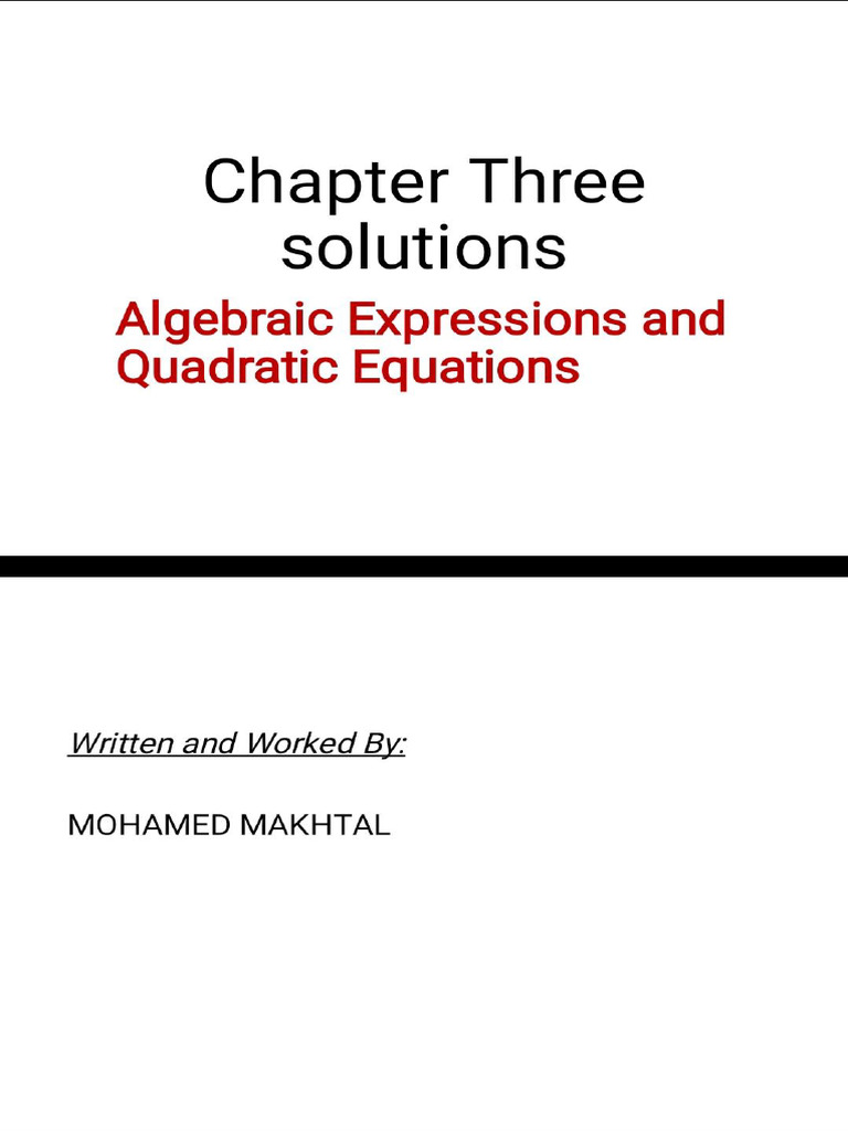 Math Chapter Three Solutions | PDF