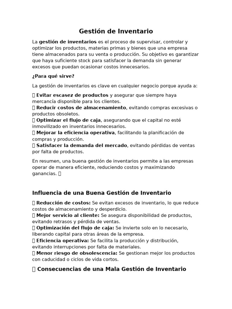 Gestión de Inventario | PDF | Lean Manufacturing | Indicador de rendimiento