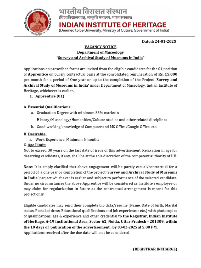 Apprentice Vacancy Notice | PDF