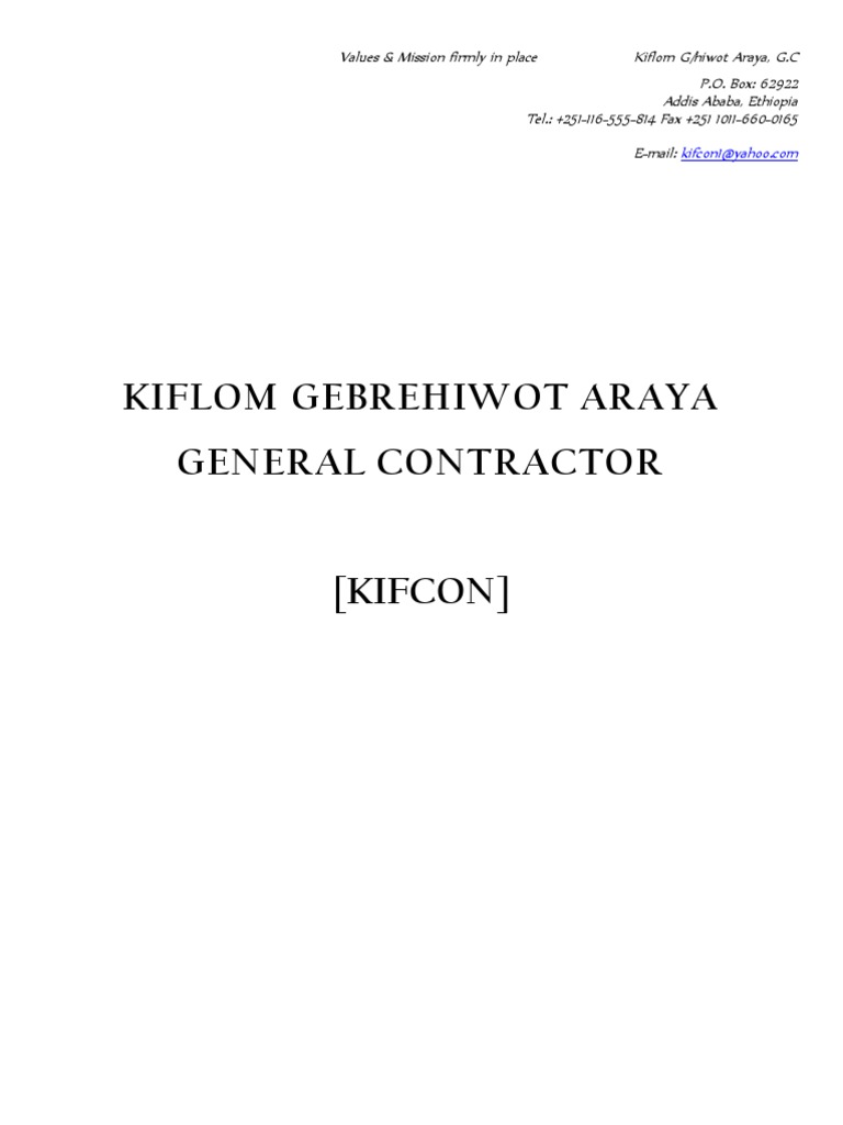 Kifcon Ehiopia | PDF | General Contractor | Ethiopia
