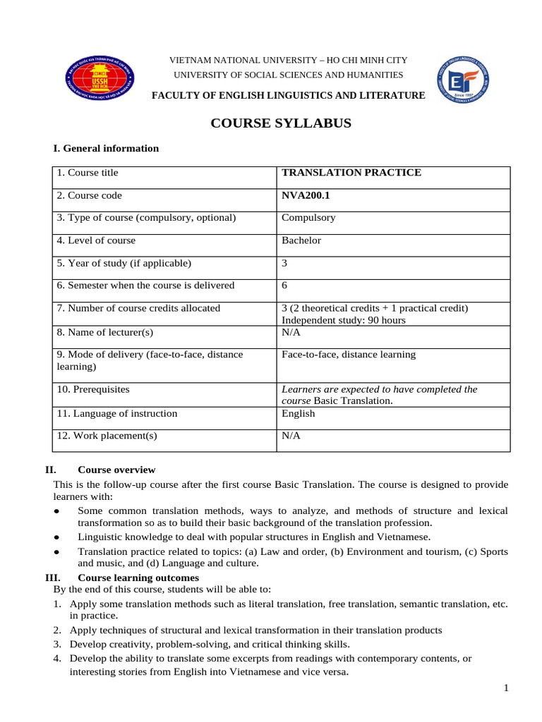 Dti- Translation Practice (08-2023) - 12 Tuần | PDF | Adverb | Lecture