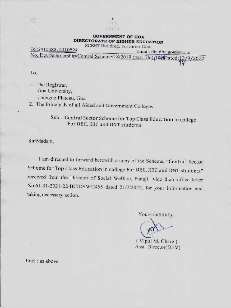 OBC Students Central Sector Scheme | PDF