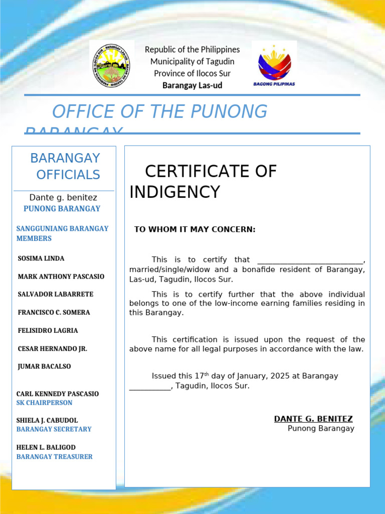 BARANGAY INDIGENCY | PDF