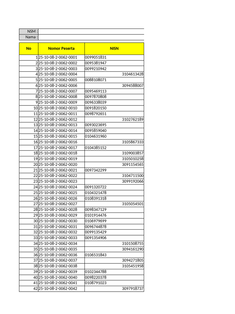 Template Data Siswa | PDF