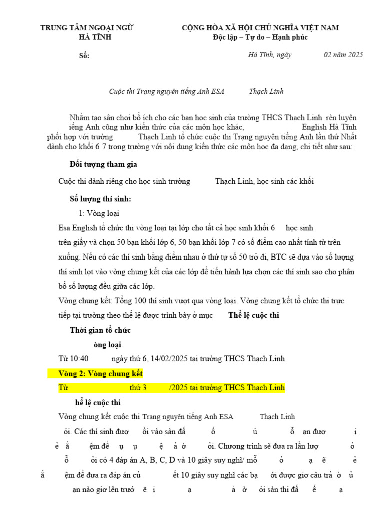 CV TR NG NGUYÊN ESA X THCS TH CH LINH | PDF