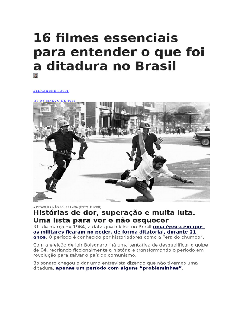 16 Filmes sobre a Ditadura no Brasil | PDF