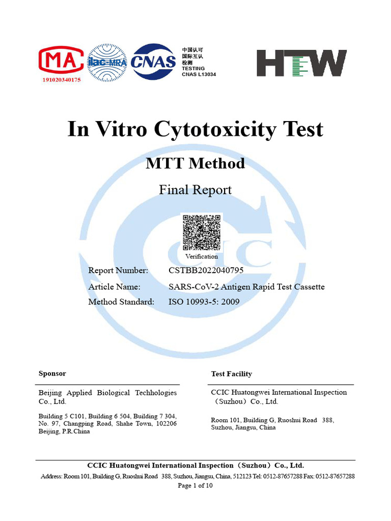In Vitro Cytotoxicity of SARS-CoV-2 Test | PDF | Cytotoxicity | Cell ...