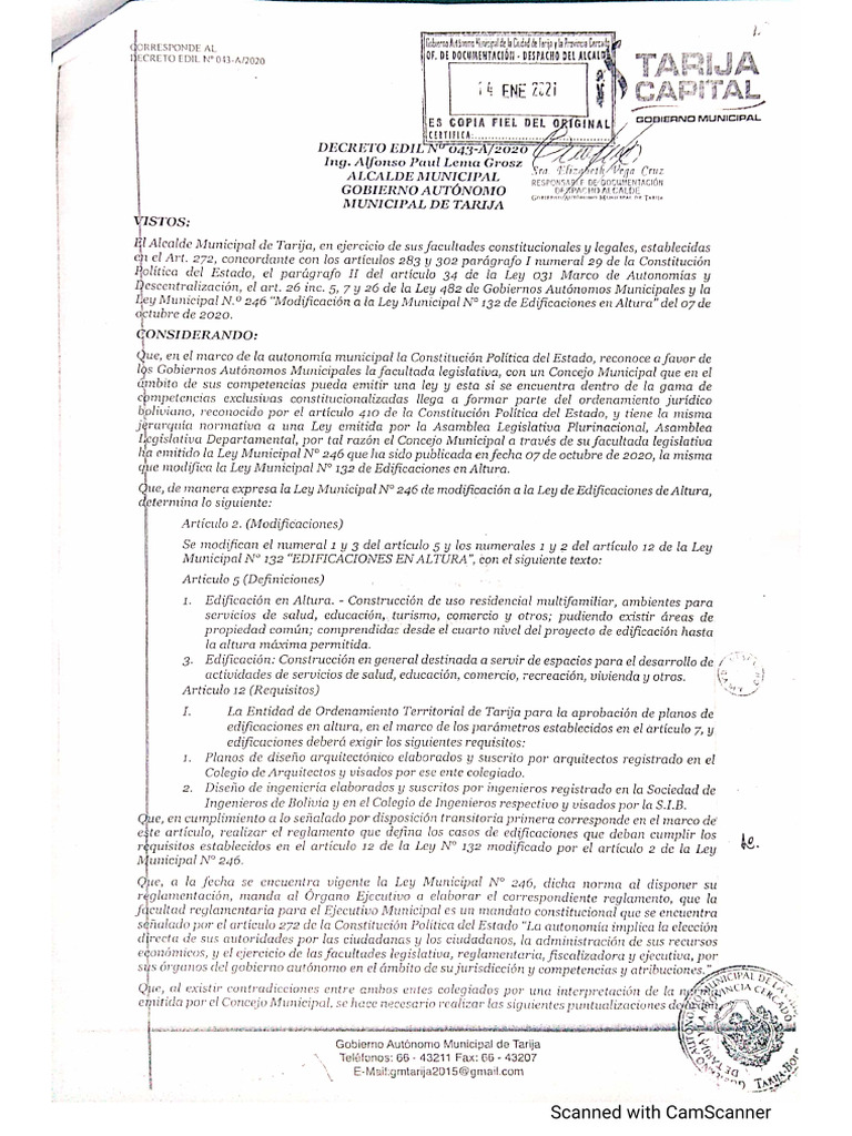 Reglamento Ley 246 | PDF