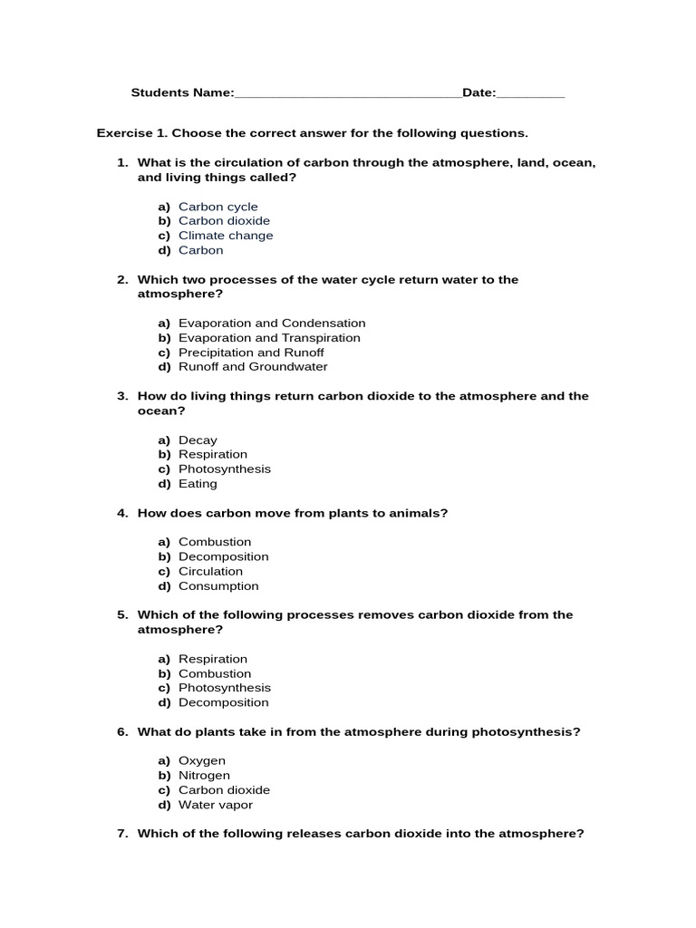 7th Grade Biology Test | PDF | Water | Water Cycle