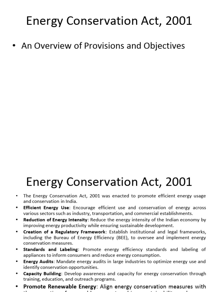 Energy Conservation Act 2001 | PDF | Energy Conservation | Efficient ...