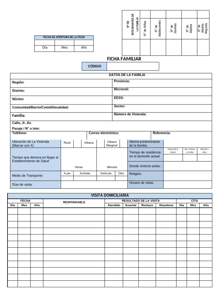 Ficha de Censo Familiar Detallada | PDF | Familia | Parentesco