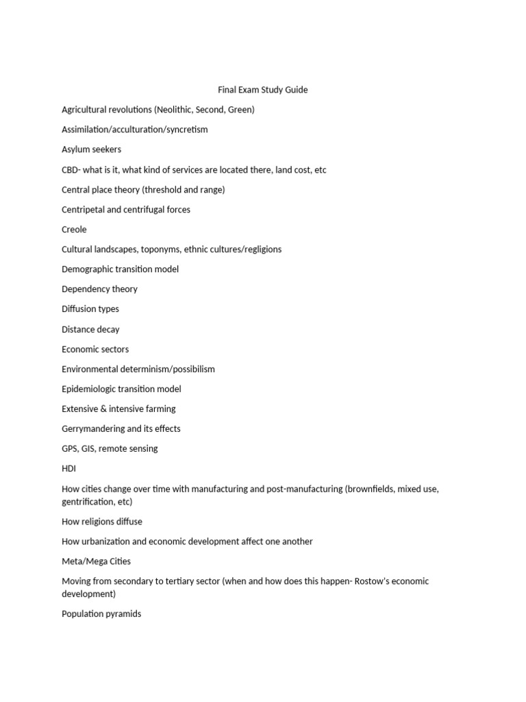 Final Exam Study Guide | PDF
