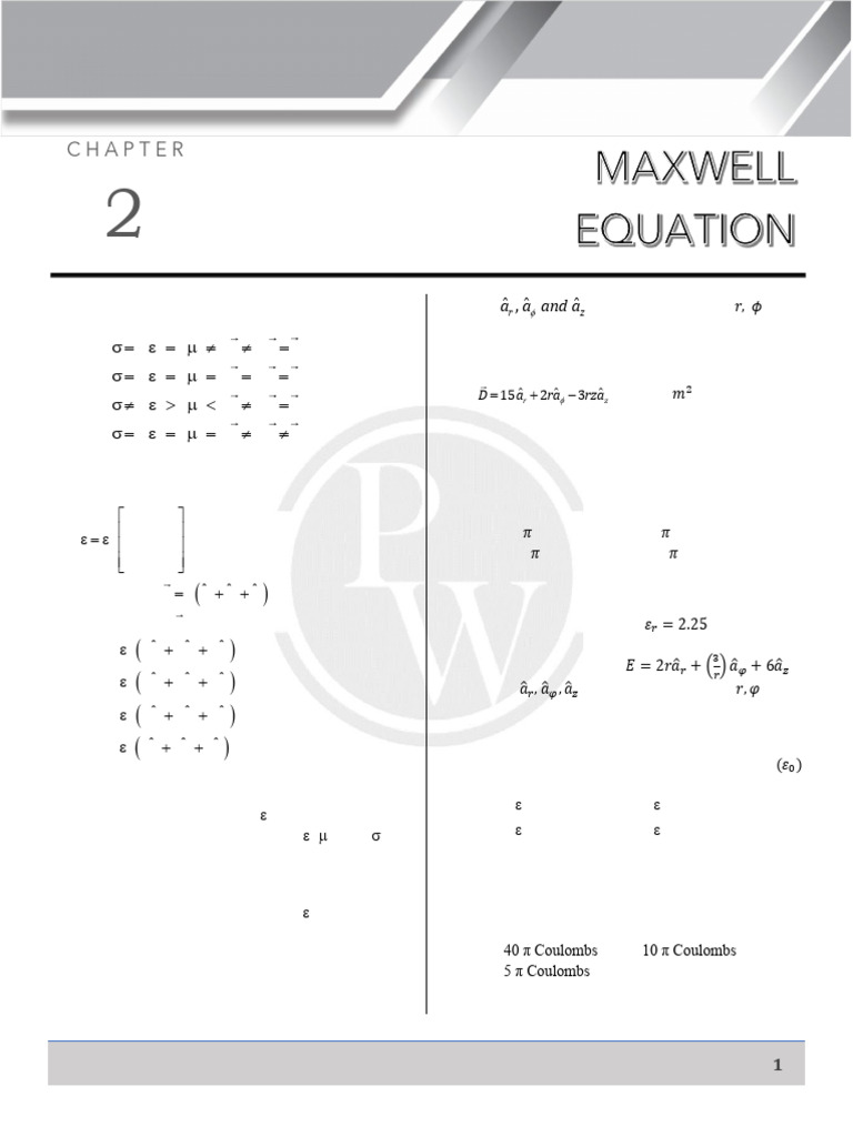 CHAPTER_2_MAXWELL_EQUATION | PDF | Electric Field | Permittivity