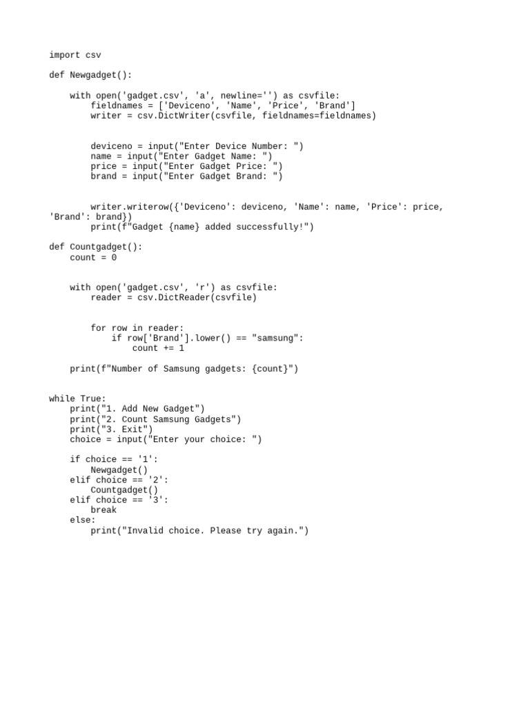 Gadget Management System in Python | PDF
