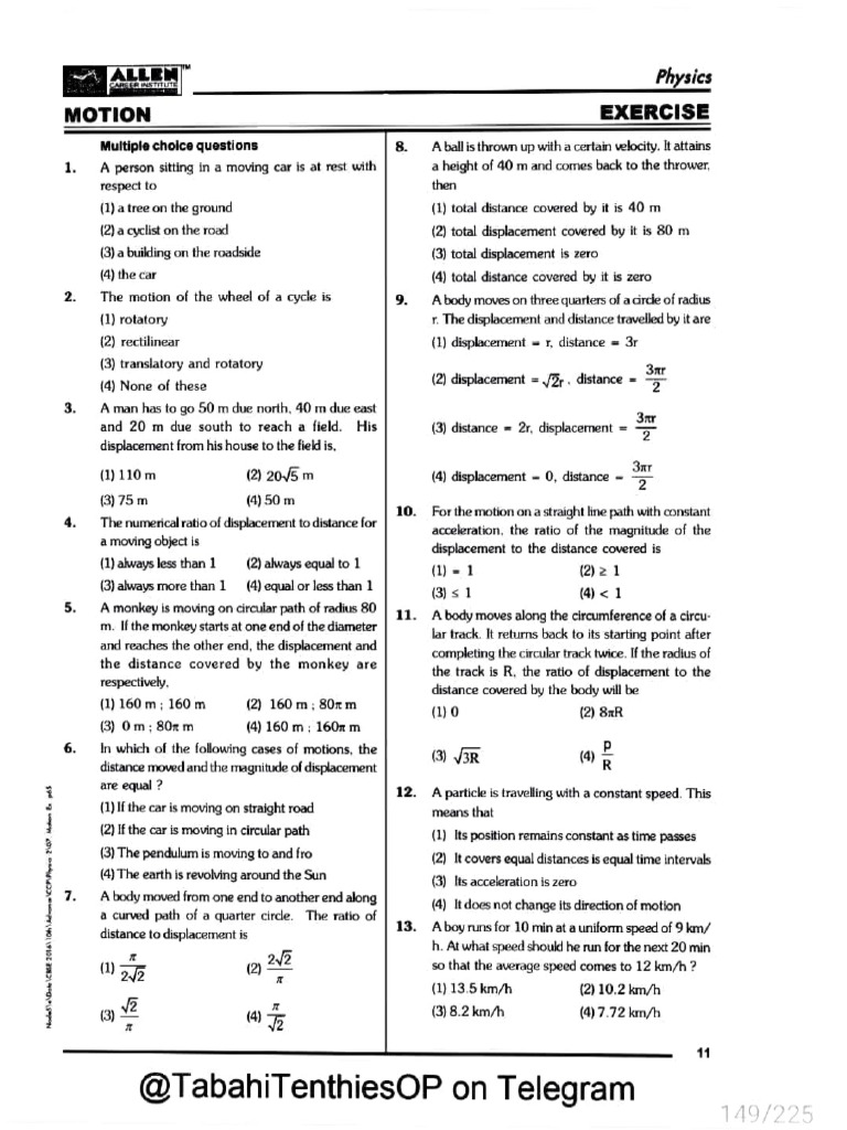 9th Motion in 1d 2d and Circular Worksheet | PDF | Distance | Acceleration