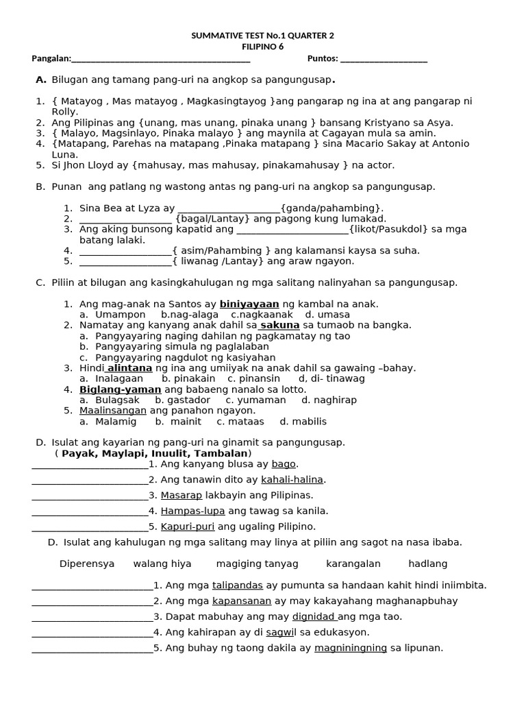 Q2 - Fil. 6 - 1st Sum | PDF