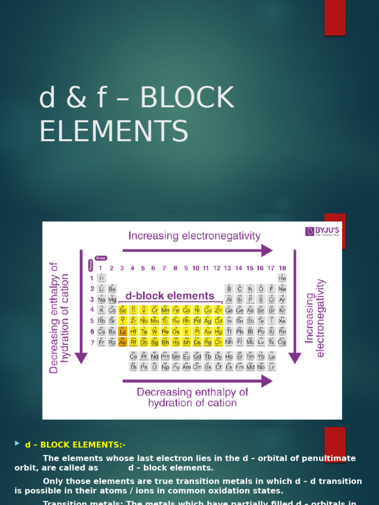 Understanding d-Block Elements and Transition Metals | PDF | Transition ...