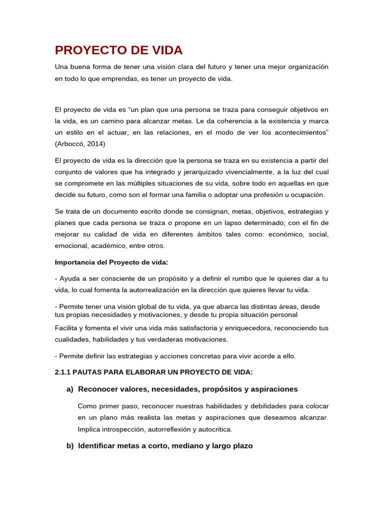 PROYECTO DE VIDA | PDF | Análisis FODA | Sicología