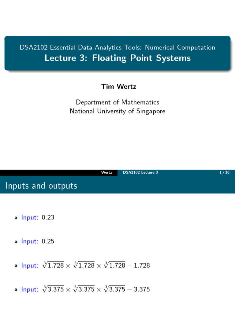 DSA2102 2425s1 Lec3 Handout | PDF | Rounding | Computer Science