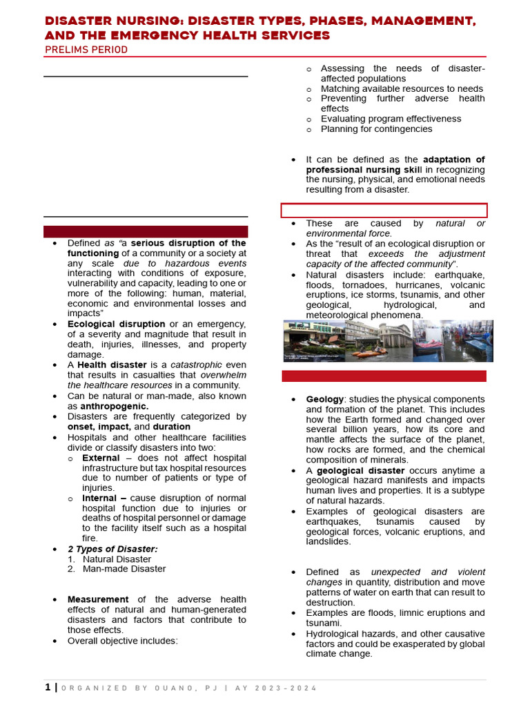 DISASTER NURSING Prelims Collab Transes Pjouano | PDF | Natural Disasters | Tropical Cyclones